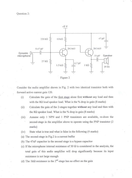 Solved Question 2: +9V w 220 Toko 47 2N3403 2NHO Dynamic | Chegg.com