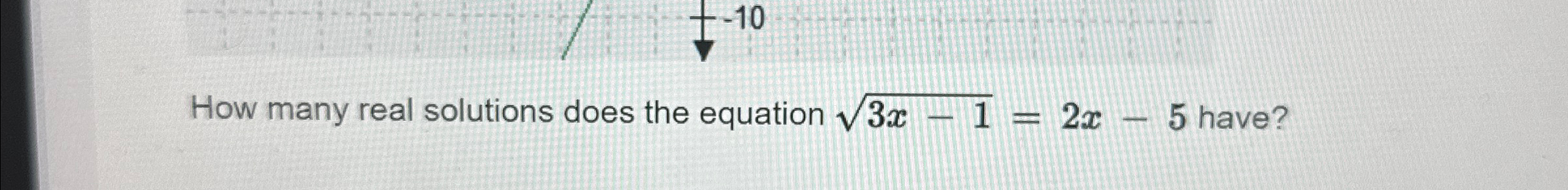 Solved How many real solutions does the equation 3x-12=2x-5 | Chegg.com