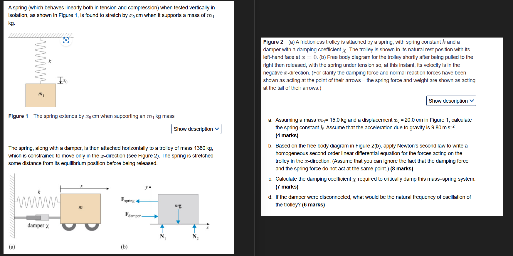 Solved A spring (which behaves linearly both in tension and | Chegg.com