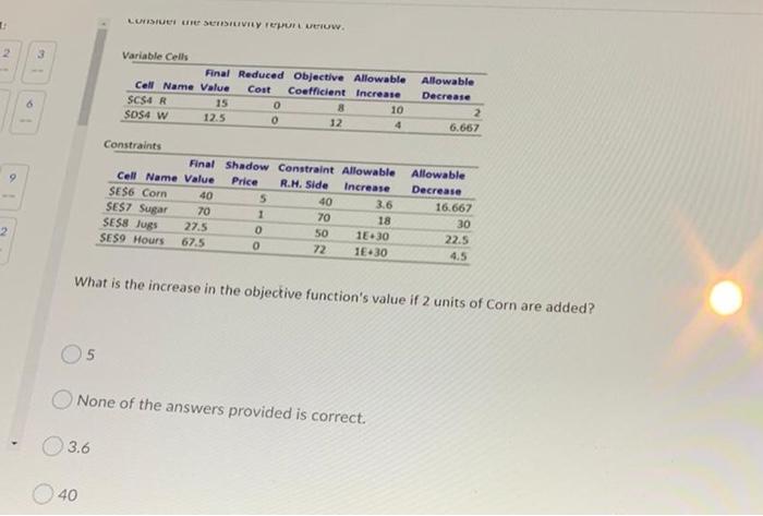 Solved Consider the sensitivity report below: 3 Variable | Chegg.com