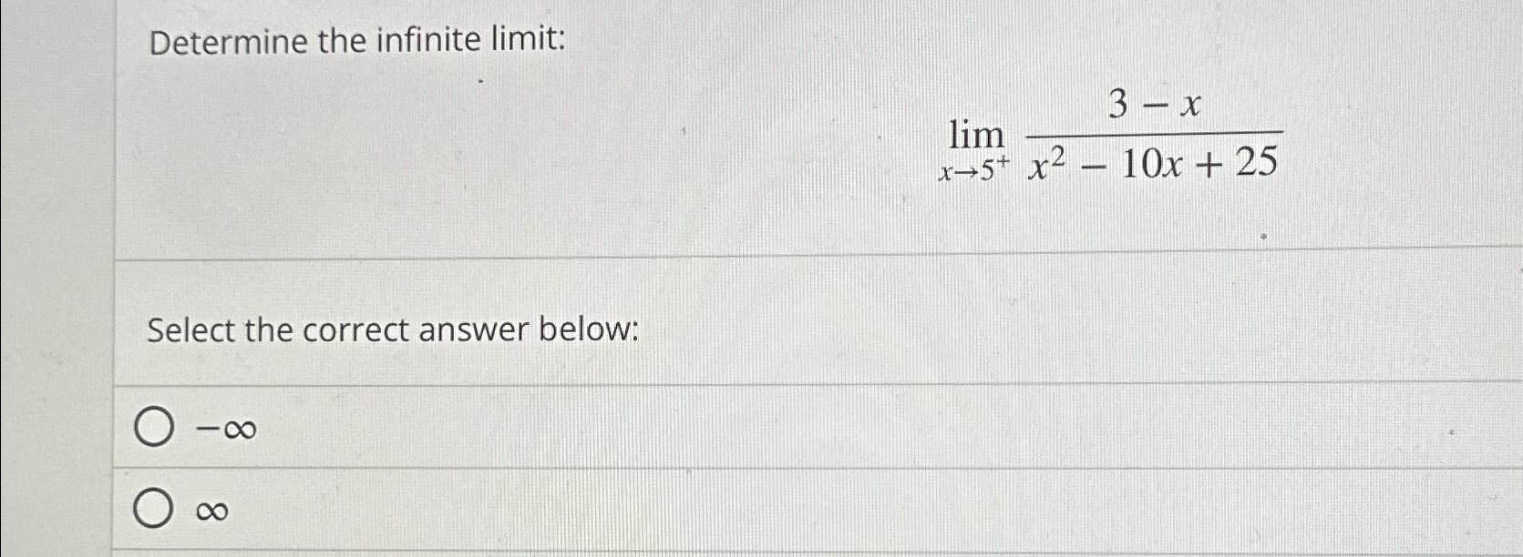 Solved Determine the infinite | Chegg.com