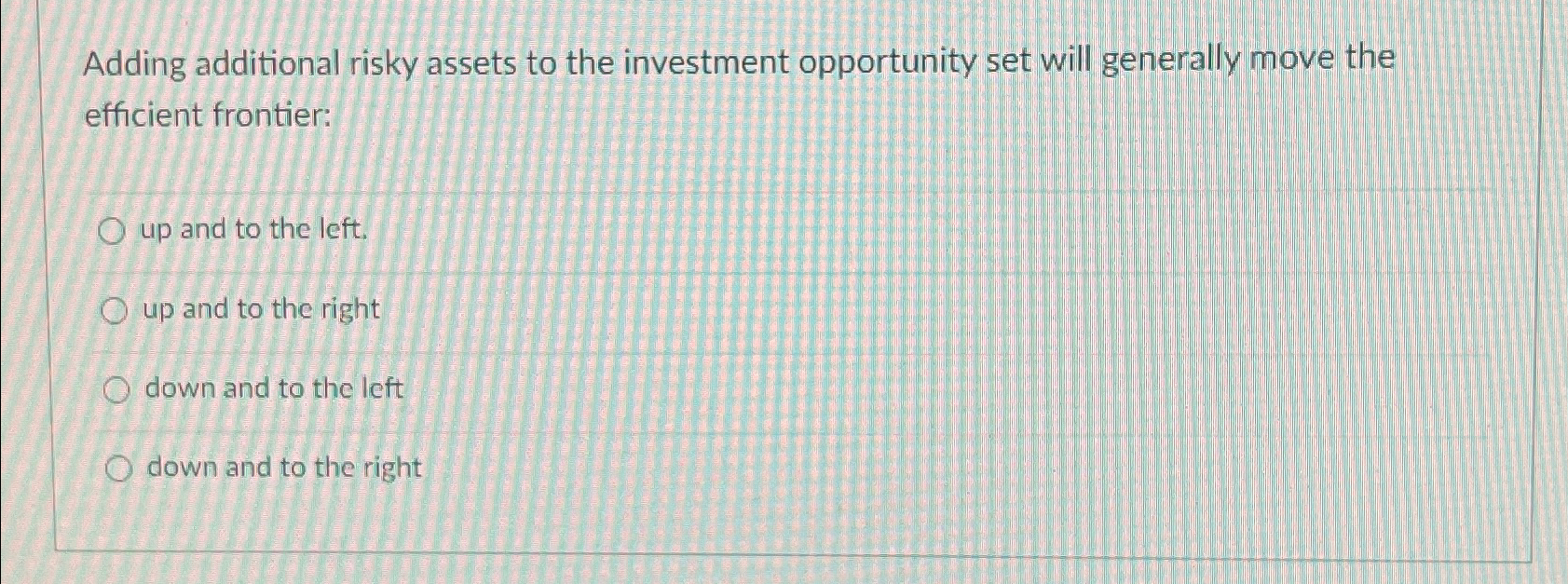 Solved Adding additional risky assets to the investment | Chegg.com