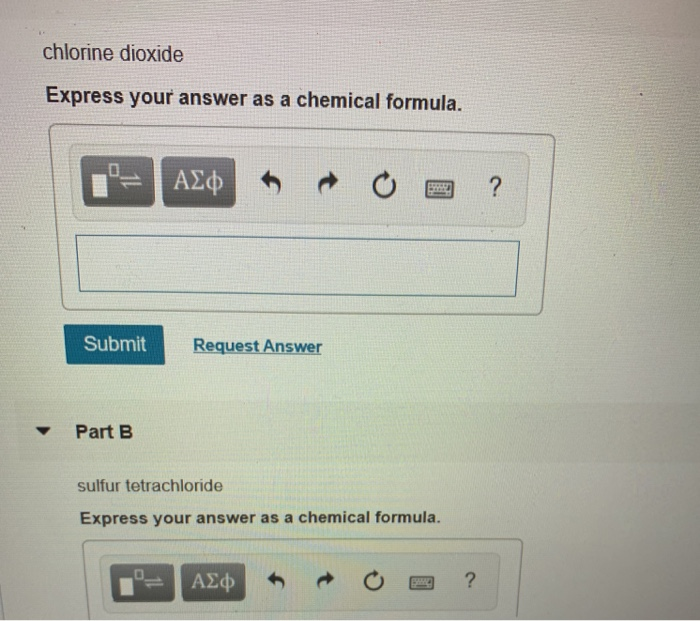 Solved chlorine dioxide Express your answer as a chemical | Chegg.com