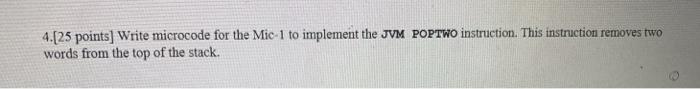 Solved 4.[25 points) Write microcode for the Mic-1 to | Chegg.com