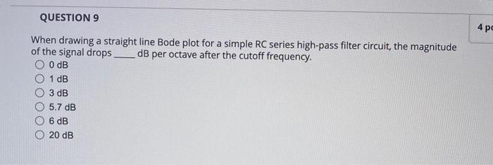 Solved When drawing a straight line Bode plot for a simple | Chegg.com