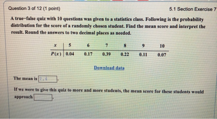 Solved Question 3 of 12 (1 point) 5.1 Section Exercise 7 A | Chegg.com