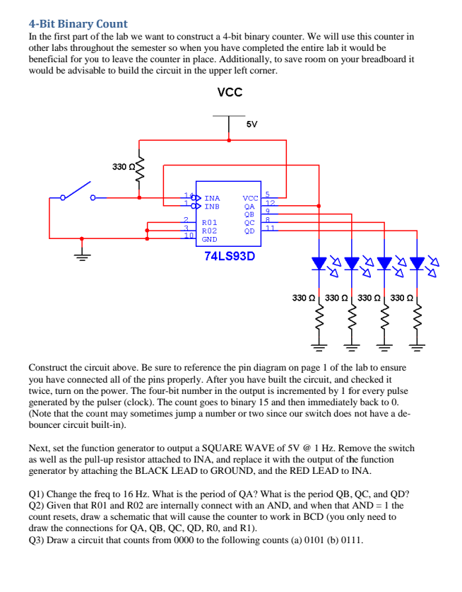 Solved 4-Bit Binary CountIn the first part of the lab we | Chegg.com