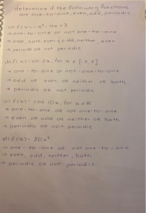 Solved determine if the following functions are one-to-one, | Chegg.com