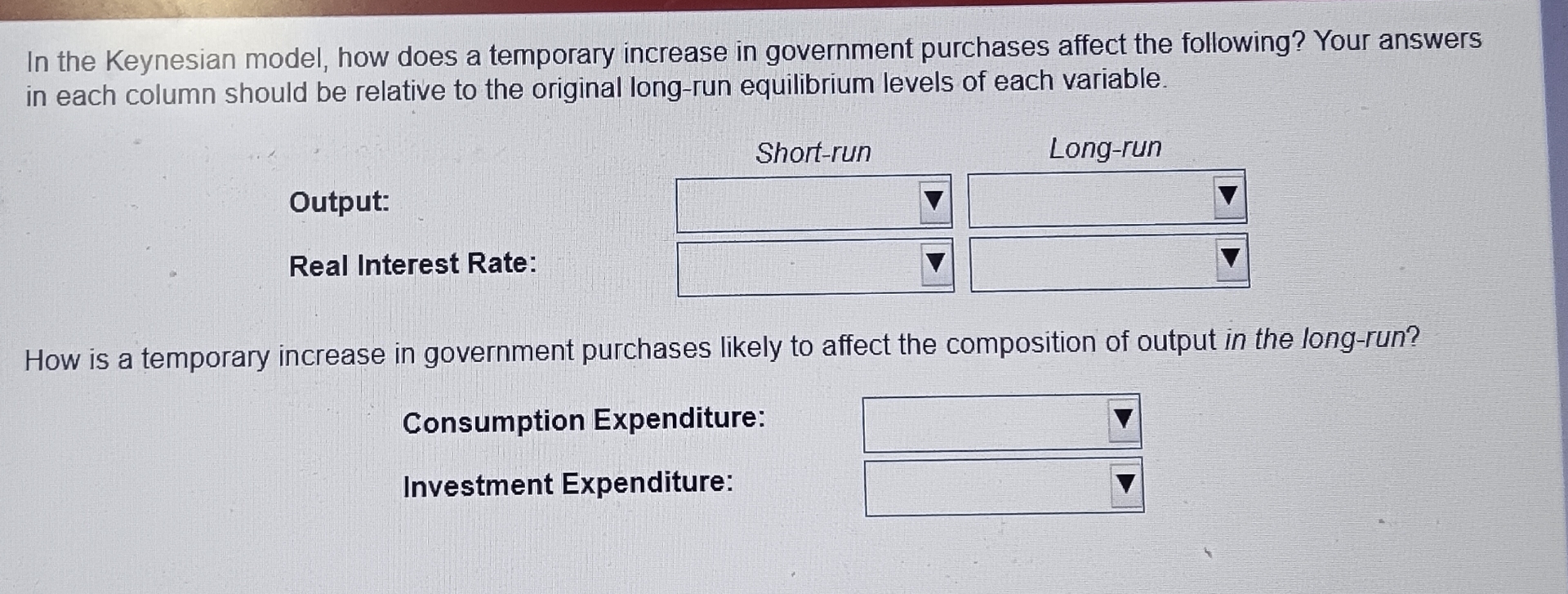 Solved In the Keynesian model, how does a temporary increase | Chegg.com