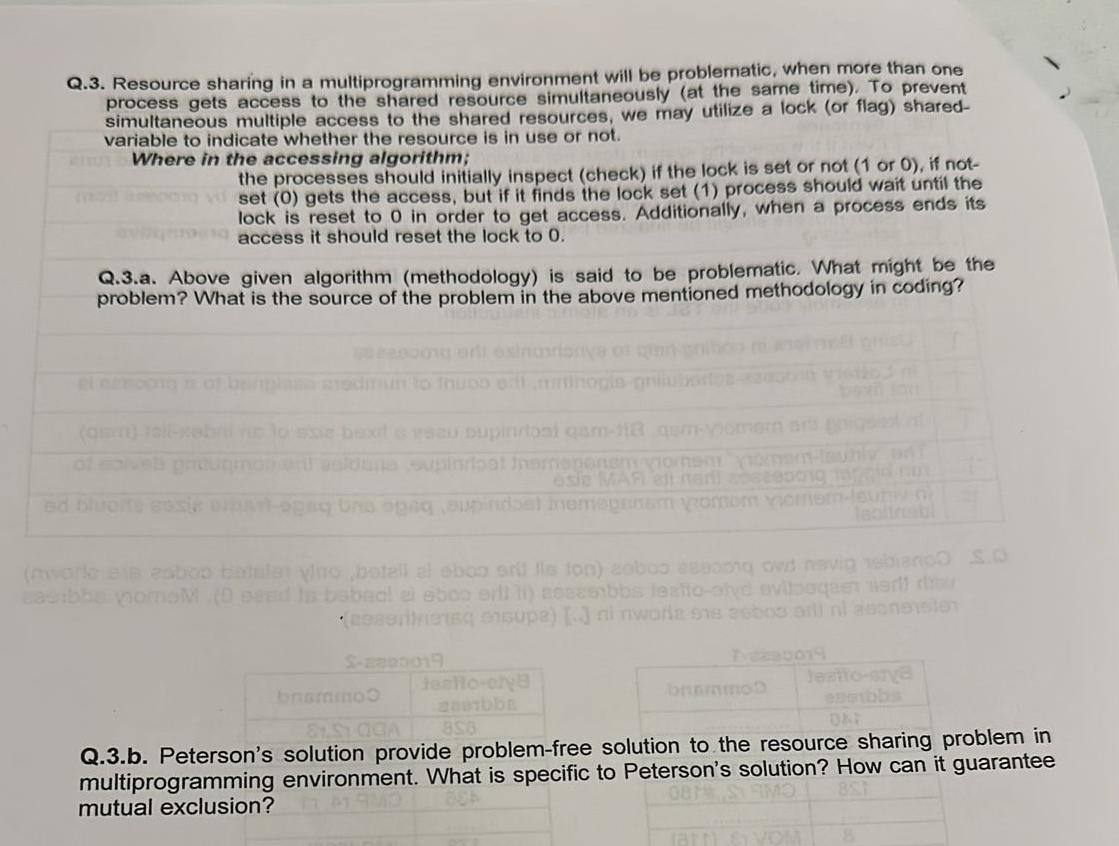 Solved Q.3. ﻿Resource sharing in a multiprogramming | Chegg.com