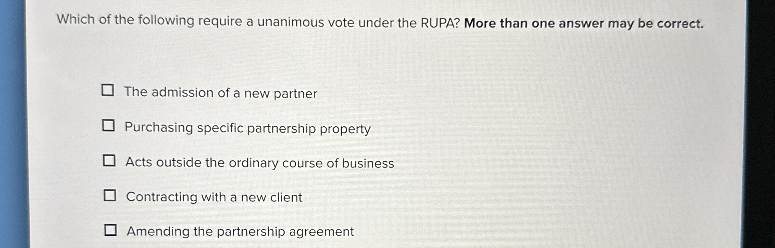 Solved Which of the following require a unanimous vote under | Chegg.com