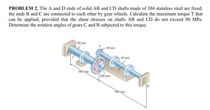 PROBLEM 2. The A and D ends of solid AB and CD shafts | Chegg.com