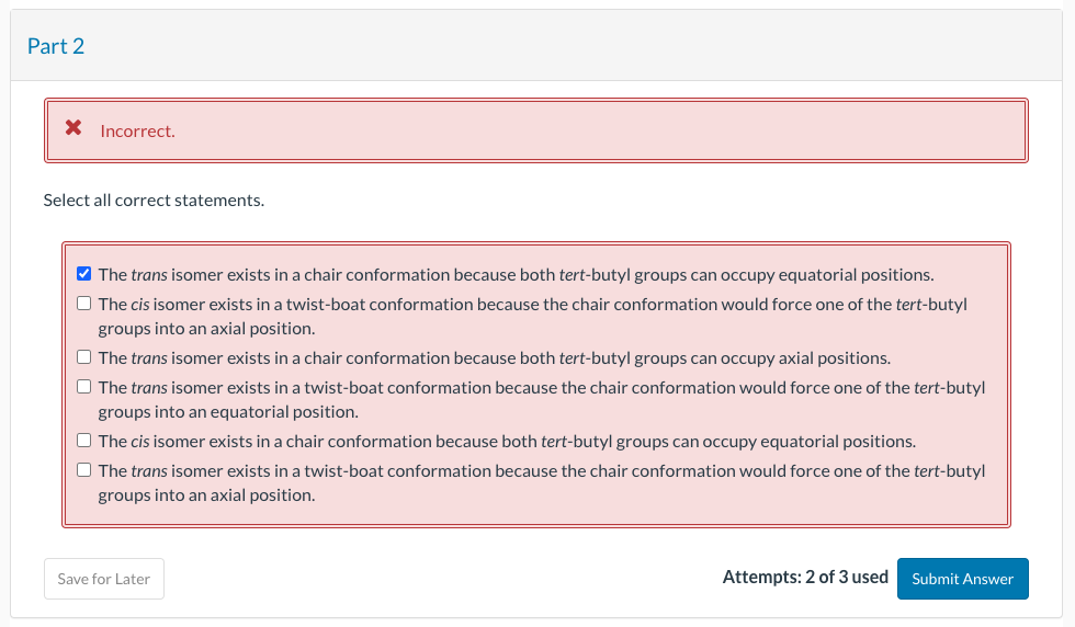 Solved Part 2Incorrect.Select all correct statements.The | Chegg.com