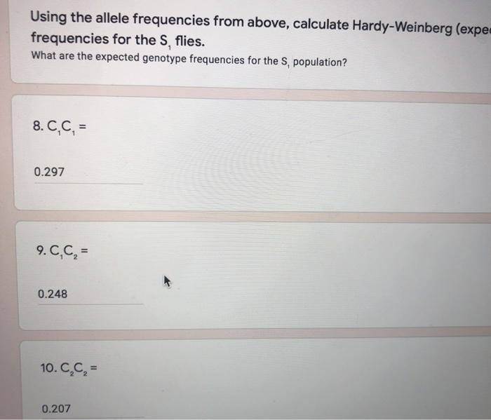 Using the allele frequencies from above, calculate | Chegg.com