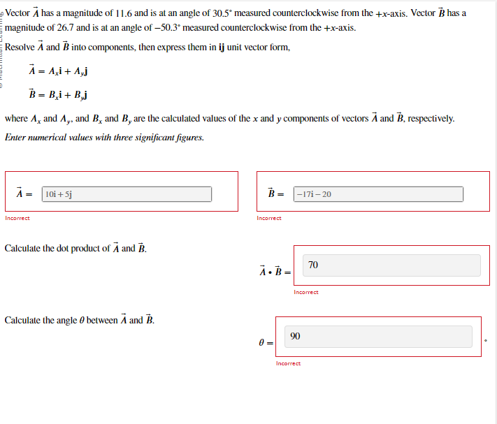 Solved Vector vec(A) ﻿has a magnitude of 11.6 ﻿and is at an | Chegg.com