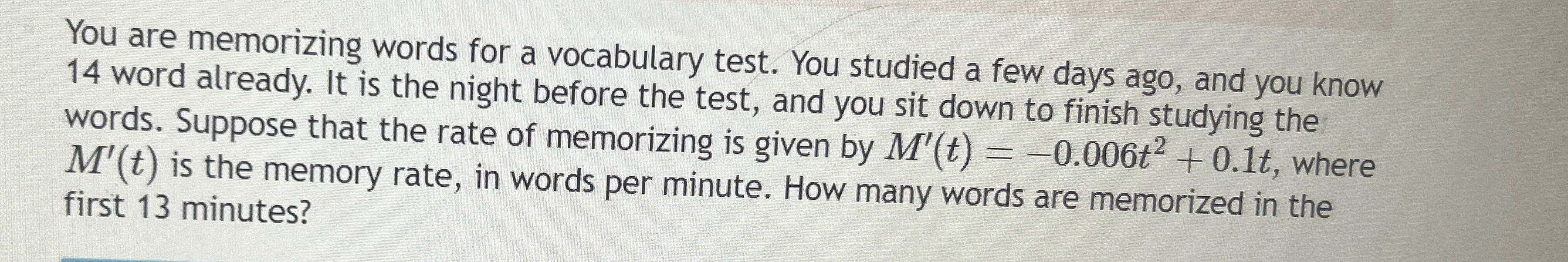 Solved You are memorizing words for a vocabulary test. You | Chegg.com