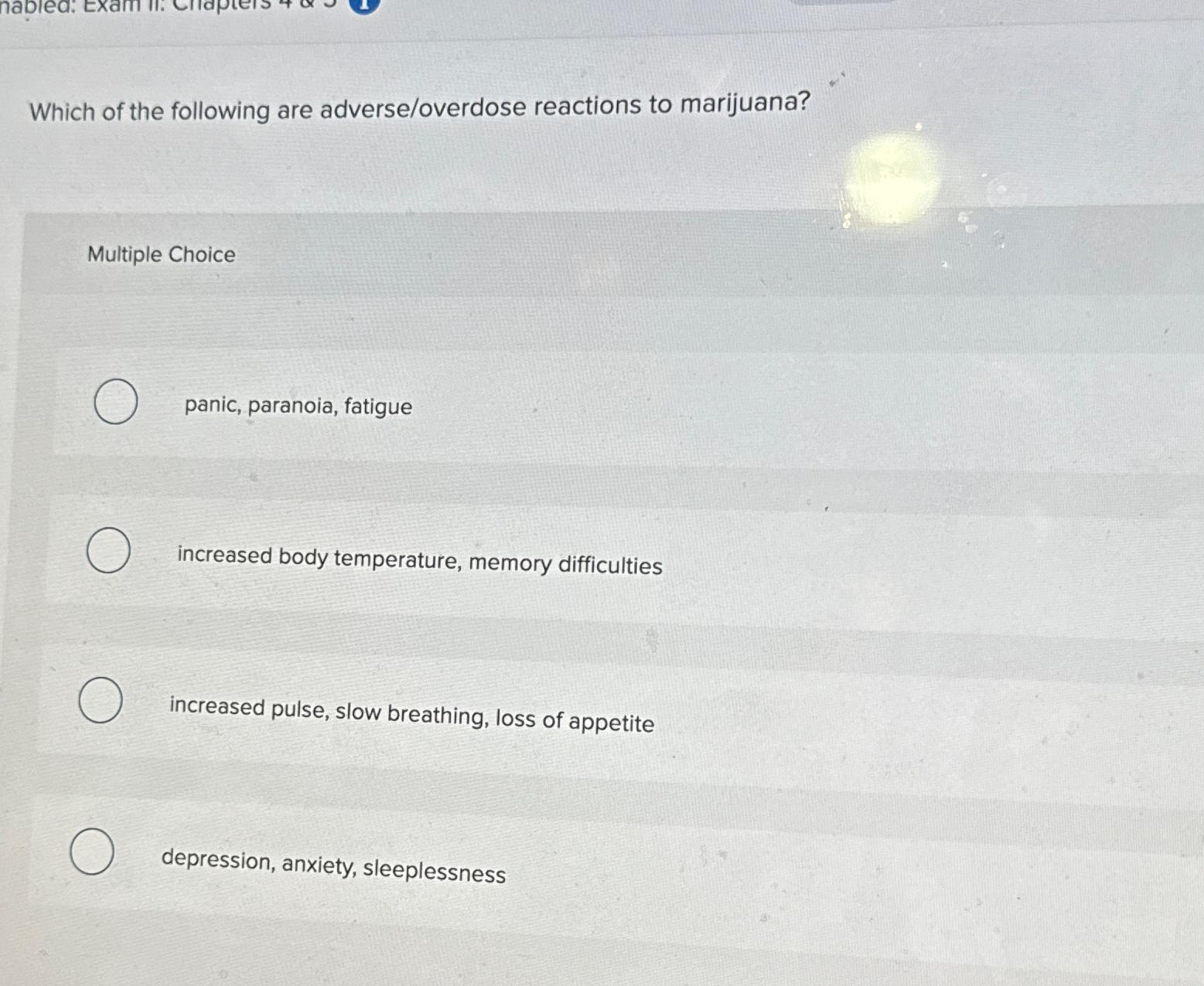 Solved Which of the following are adverse/overdose reactions | Chegg.com