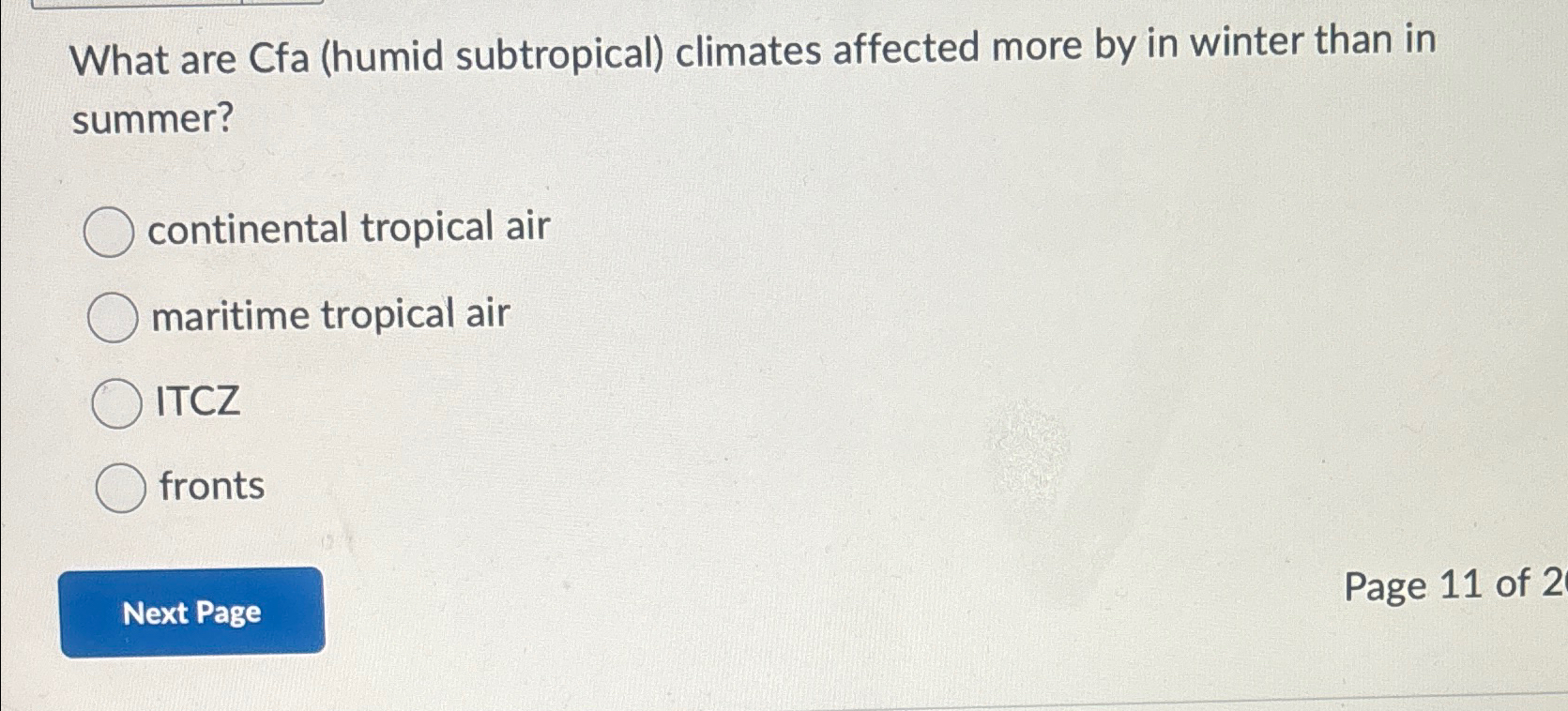Solved What are Cfa (humid subtropical) ﻿climates affected | Chegg.com