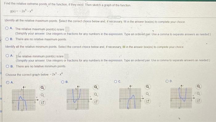 Solved Find the relative extreme points of the function, if | Chegg.com
