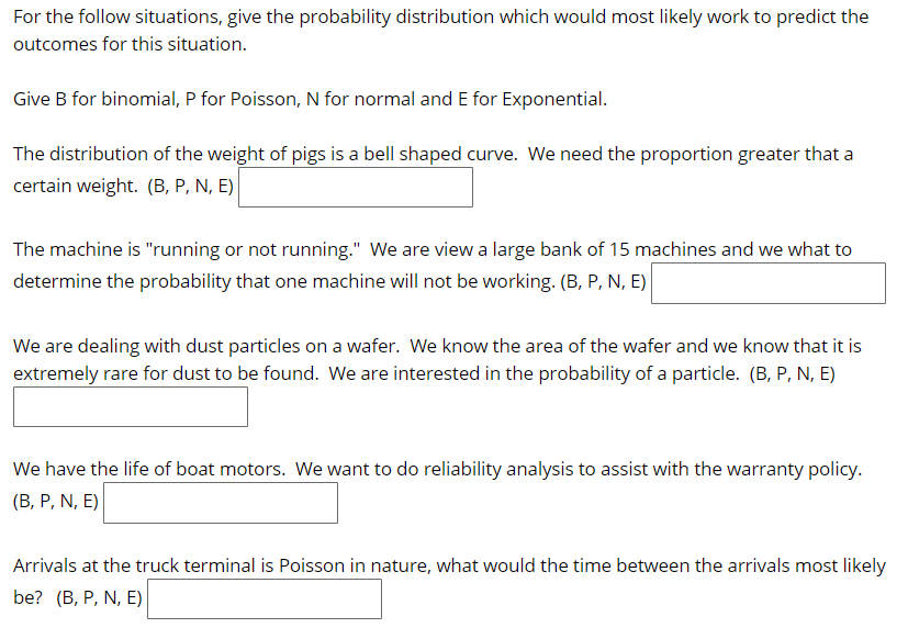 Solved For the follow situations, give the probability | Chegg.com