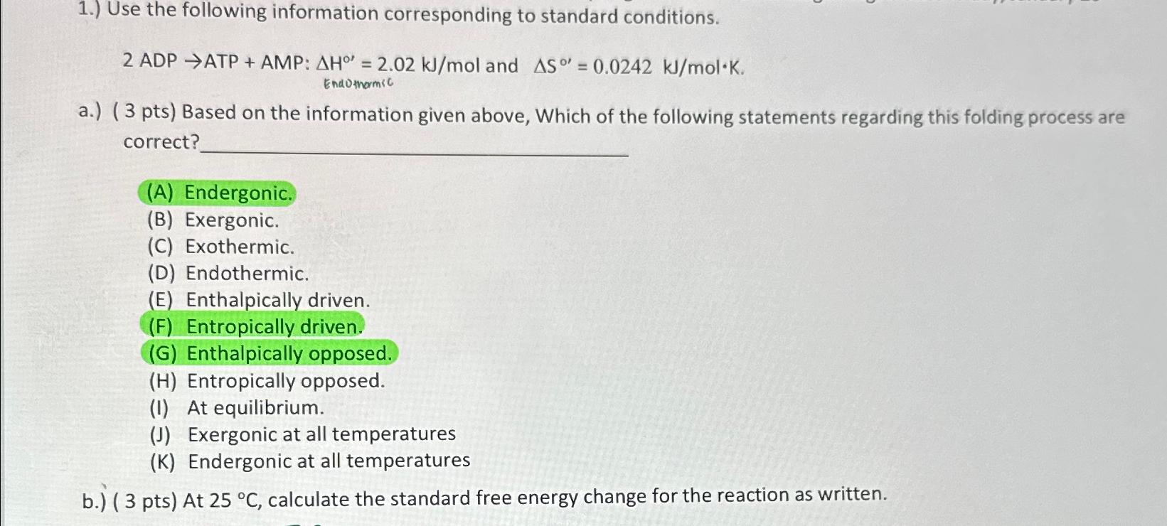 Solved 1.) ﻿Use the following information corresponding to | Chegg.com