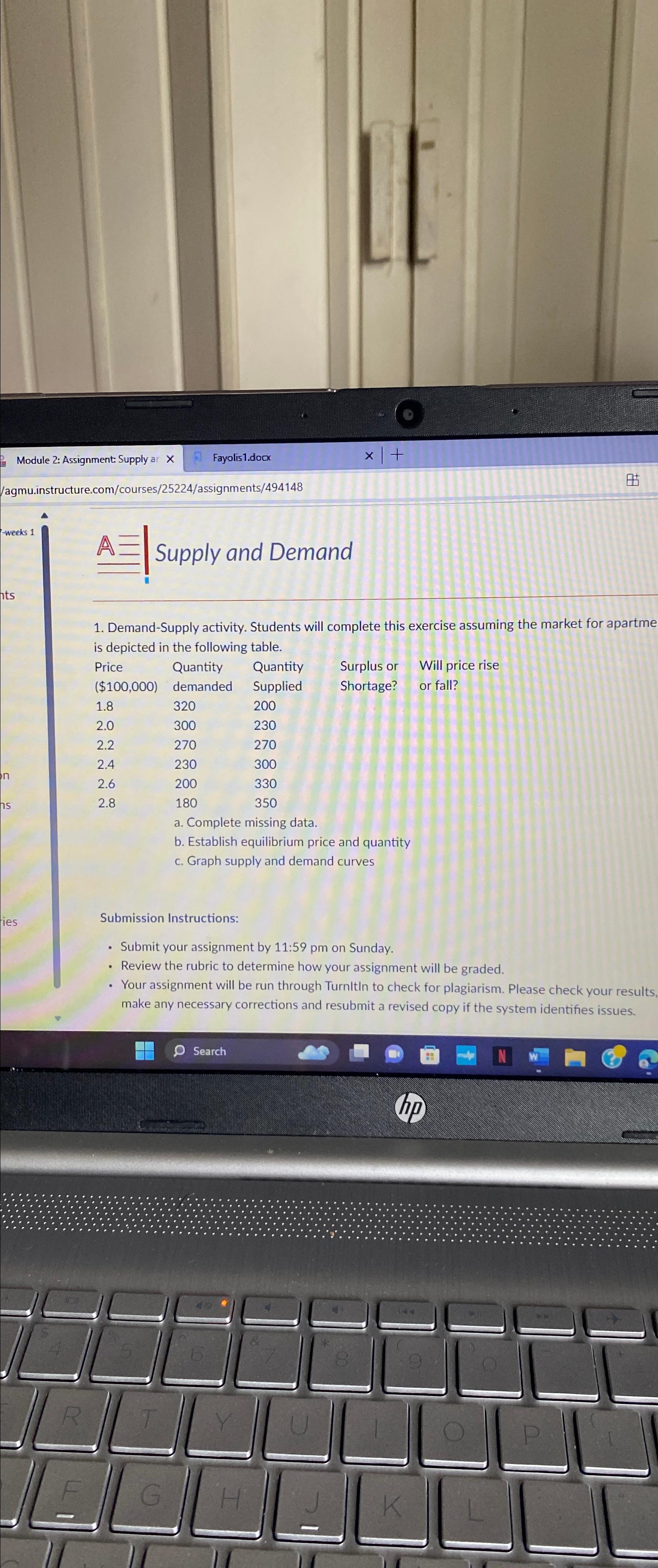 Solved A三 Supply And Demanddemand Supply Activity Students Chegg