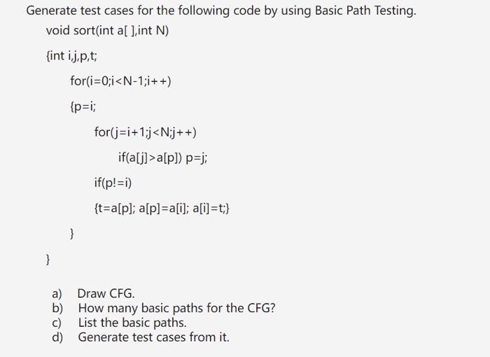 Solved Generate Test Cases For The Following Code By Using 4138