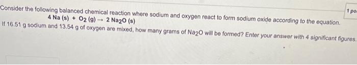 Solved Consider the following balanced chemical reaction | Chegg.com