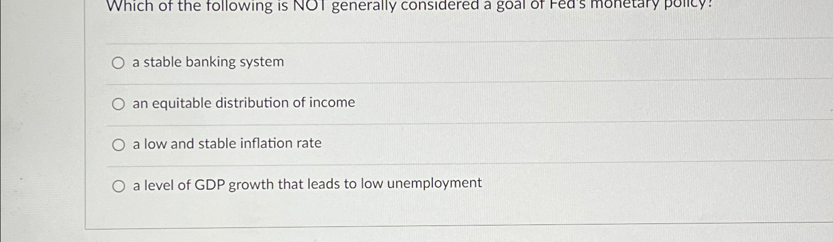 Solved a stable banking systeman equitable distribution of | Chegg.com