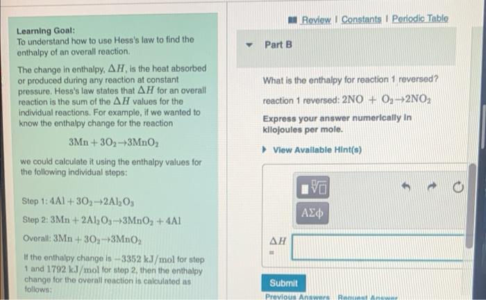 Review Constants 1 Periodic Table Part B Learning | Chegg.com