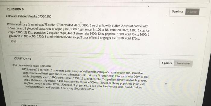Solved 5 points QUESTION 9 Calculate Patient's Intake | Chegg.com