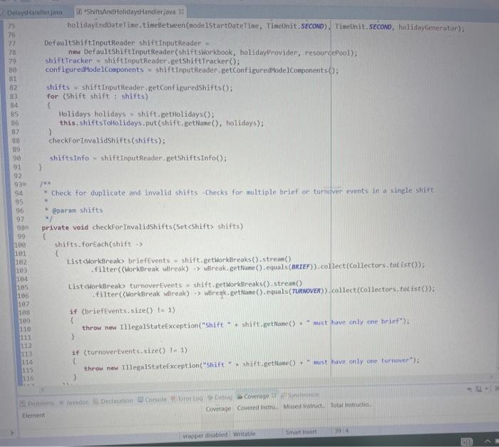 Solved - This shifts and holidays handler class is designed | Chegg.com
