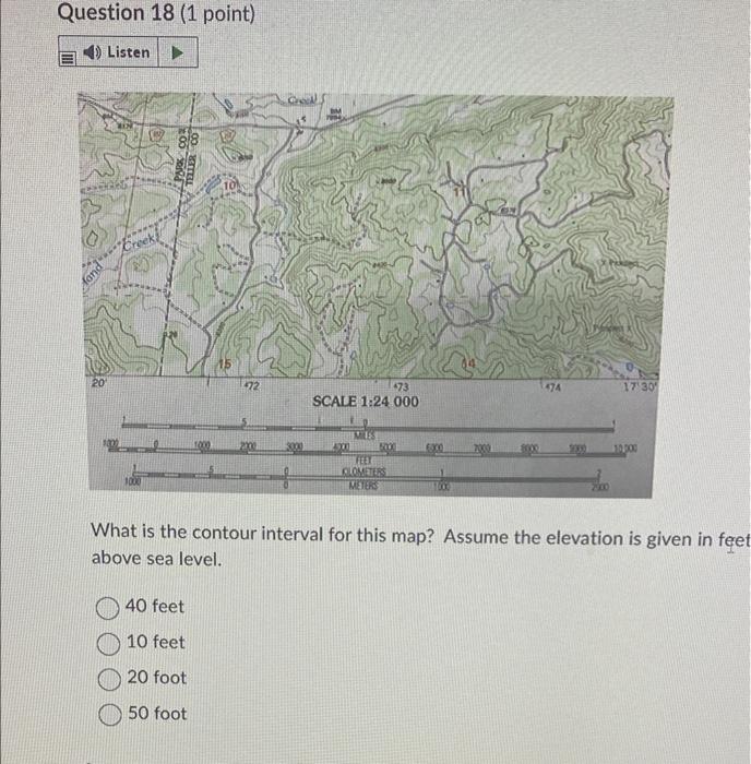 Solved What is the contour interval for this map? Assume the | Chegg.com