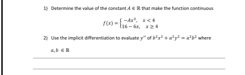 Solved Determine the value of the constant AinR that make | Chegg.com