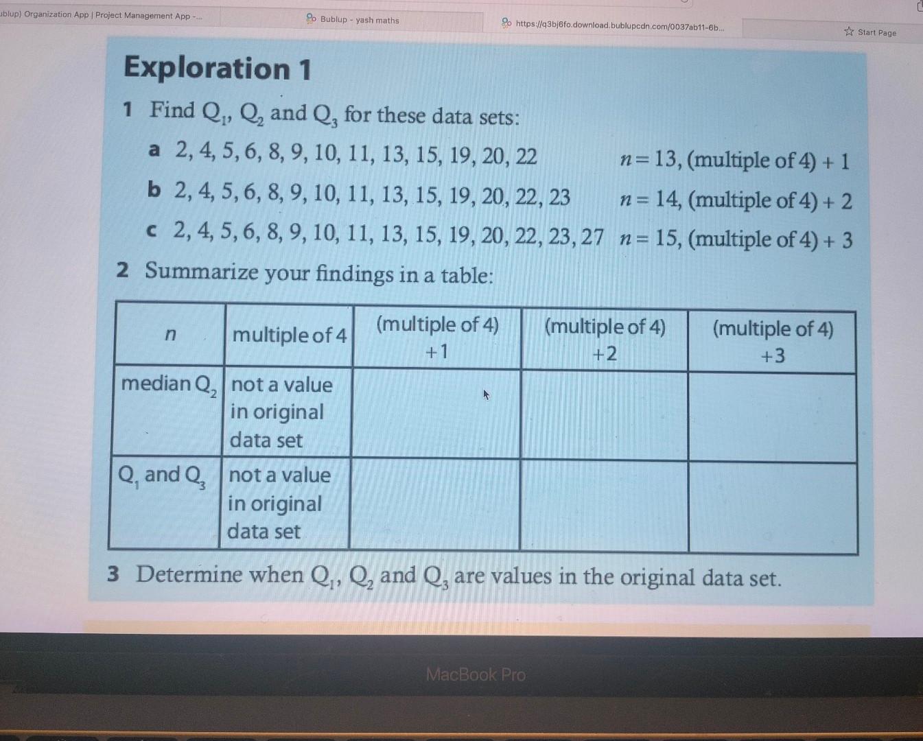 Solved 2 Summarize your findings in a table: 3 Determine | Chegg.com