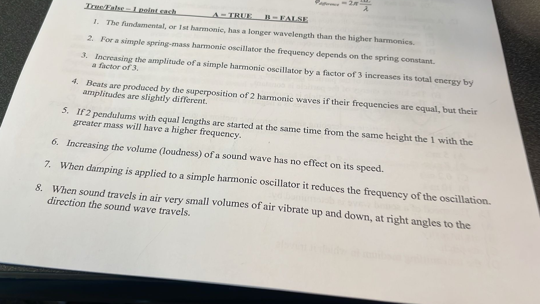 Solved True/False -1 ﻿point each A = ﻿TRUE B=FALSEThe | Chegg.com