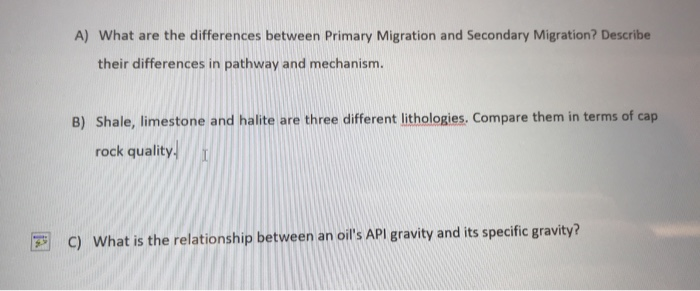 Solved A) What are the differences between Primary Migration | Chegg.com