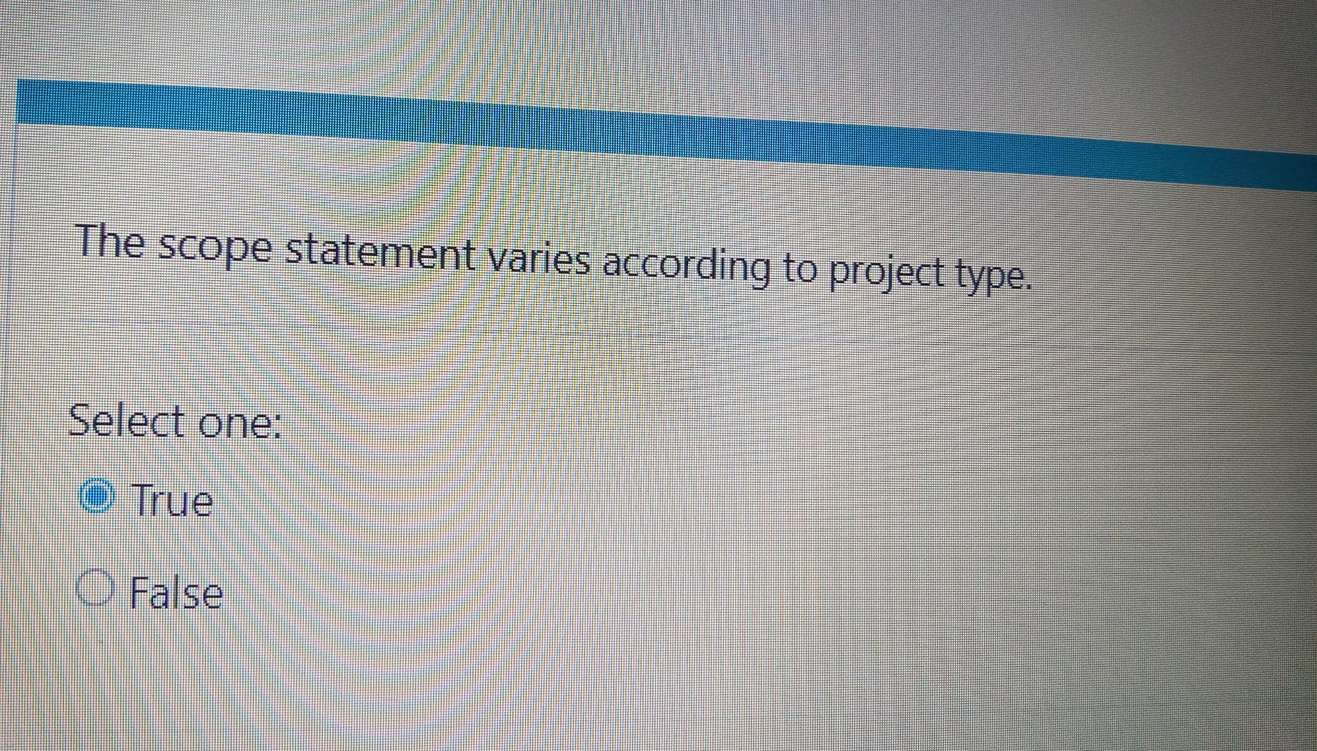 Solved The scope statement varies according to project type. | Chegg.com