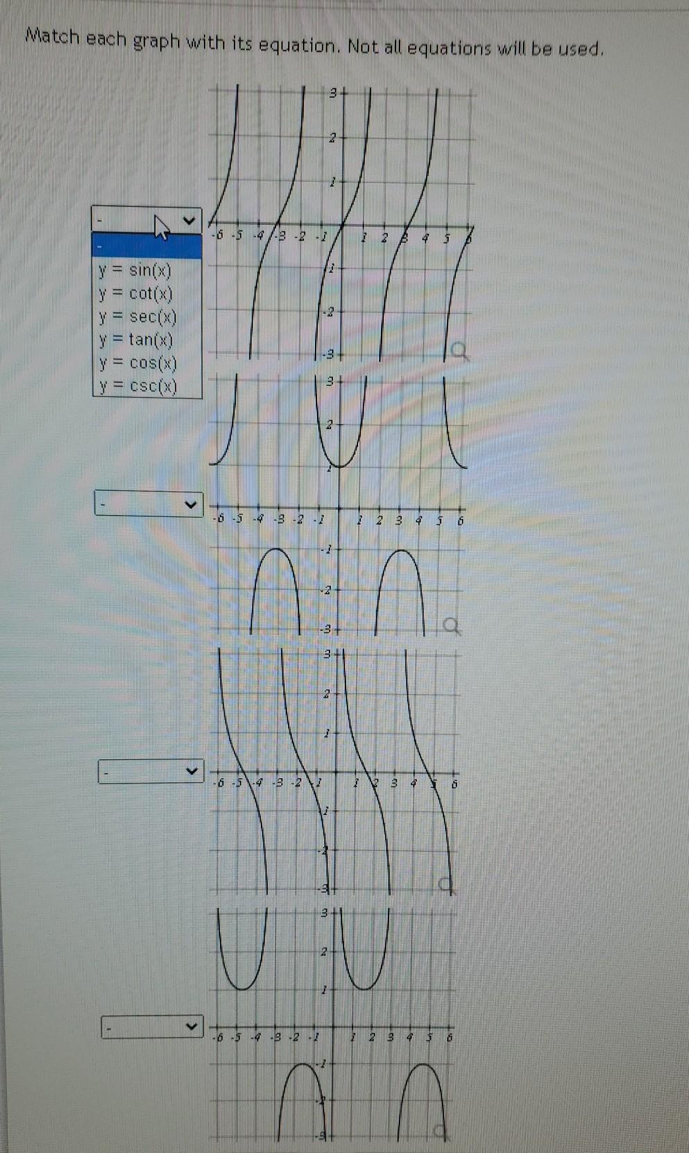 Solved Match each graph with its equation. Not all equations | Chegg.com