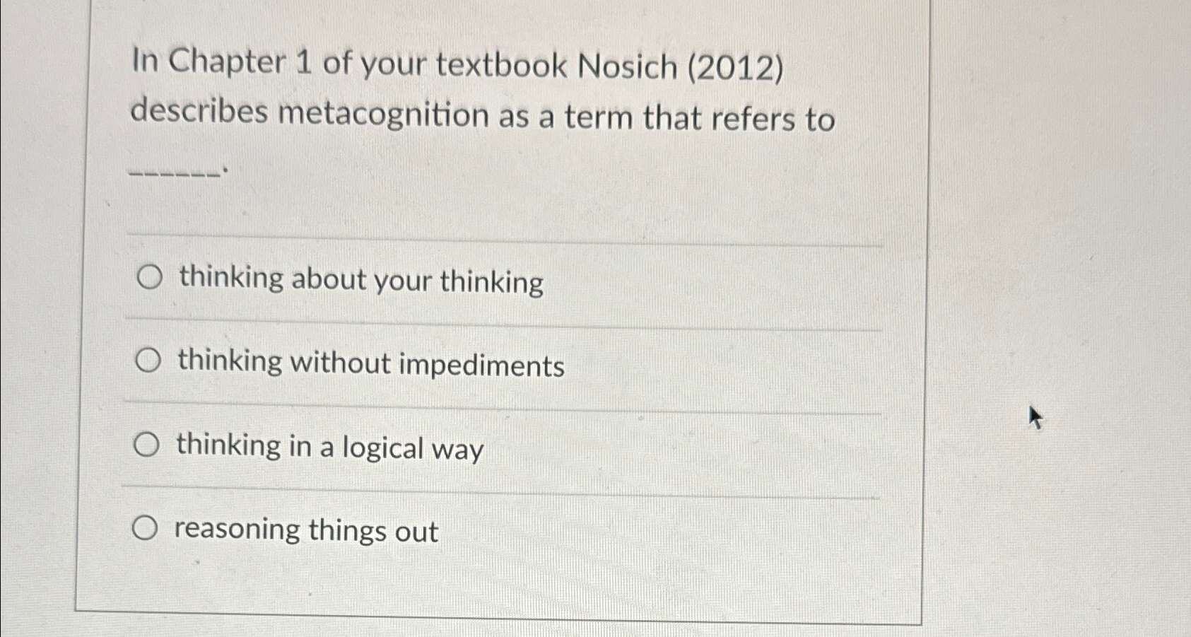 Solved In Chapter 1 ﻿of your textbook Nosich (2012) | Chegg.com