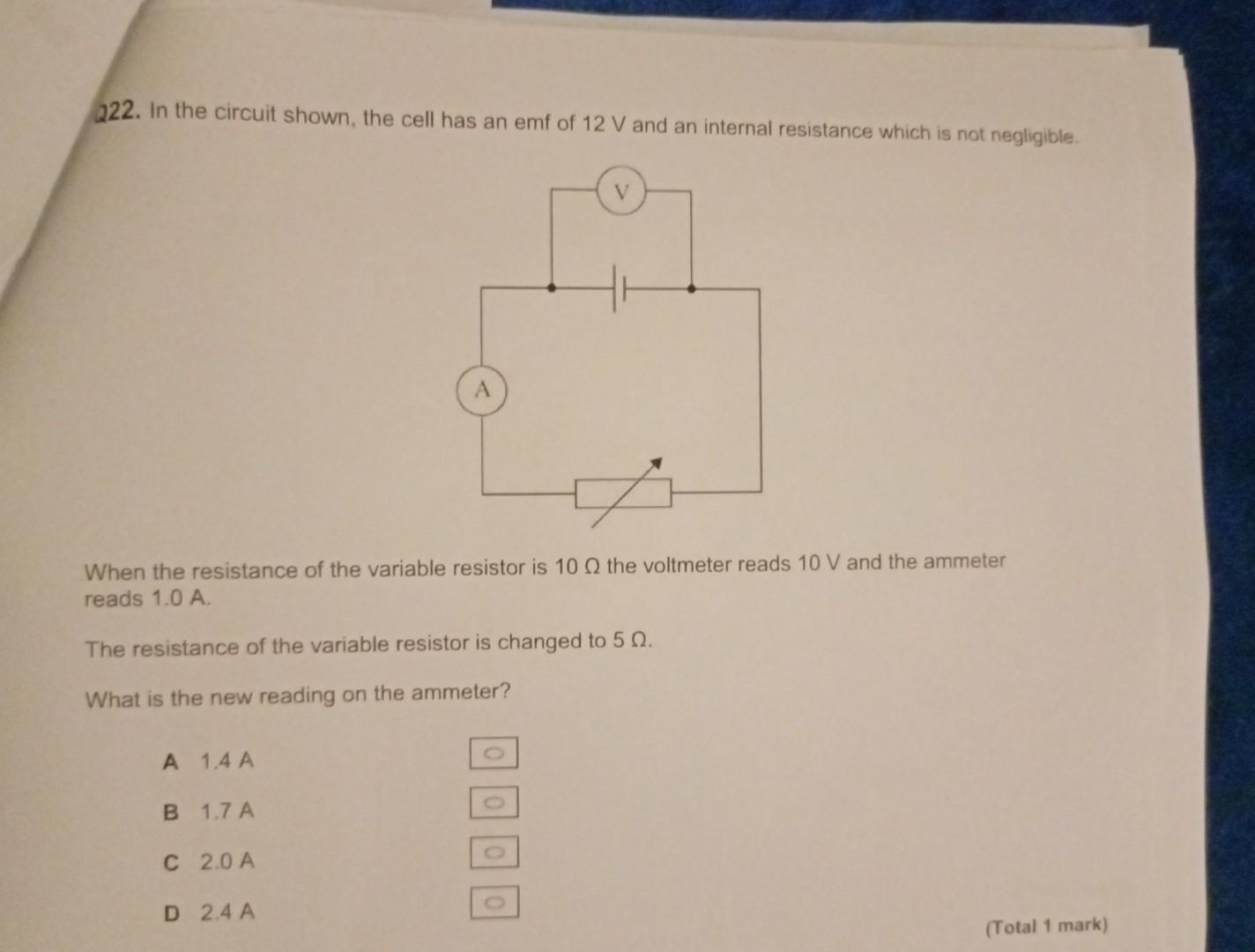 Solved Q22. In the circuit shown, the cell has an emf of 12 | Chegg.com