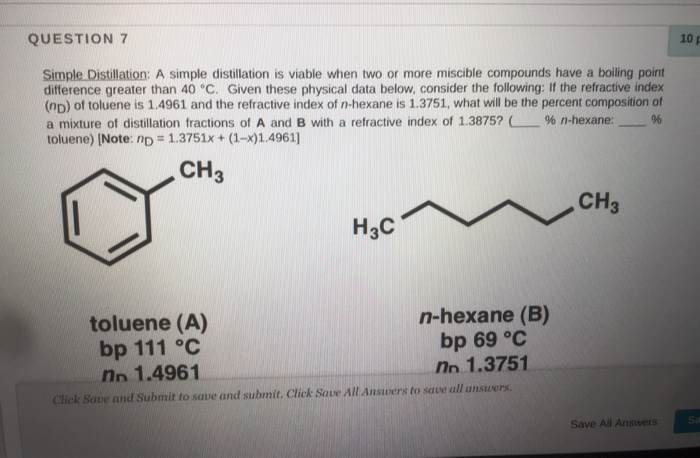Solved QUESTION 7 10 Simple Distillation: A simple | Chegg.com