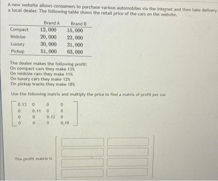 Solved A new website allows consumers to purchase various | Chegg.com