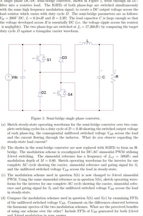 Solved filter into a resistive load. The IGBTs of both | Chegg.com