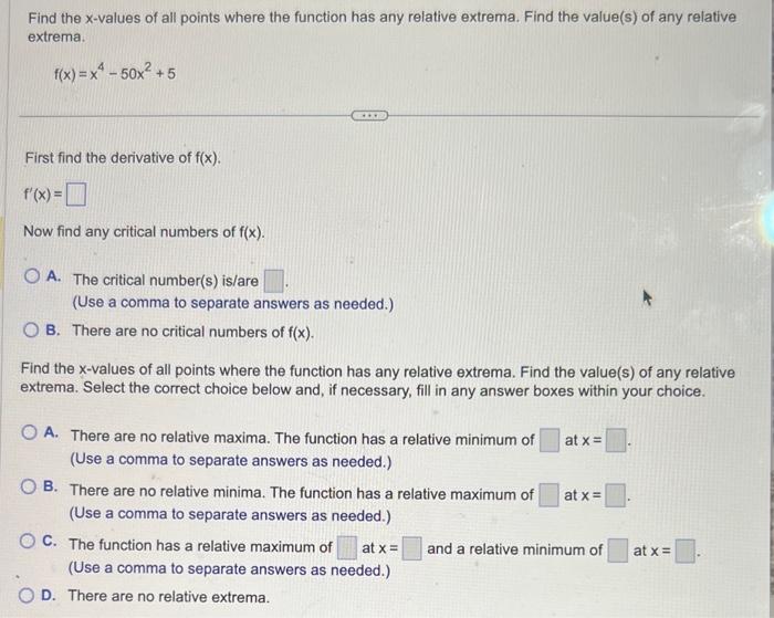 Solved Find the x-values of all points where the function | Chegg.com