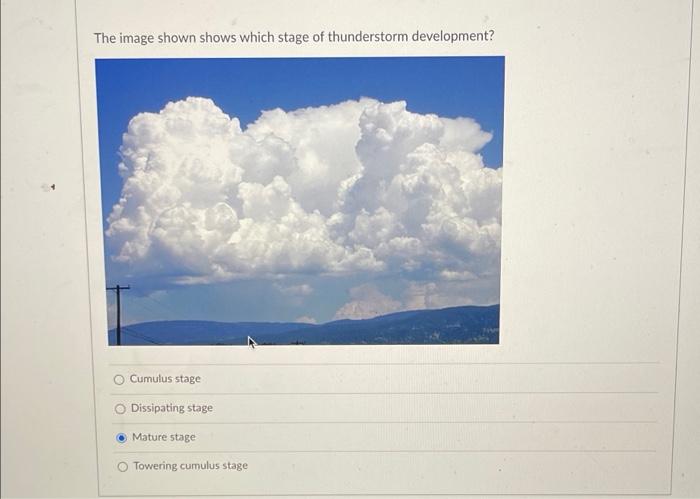 Solved The image shown shows which stage of thunderstorm | Chegg.com