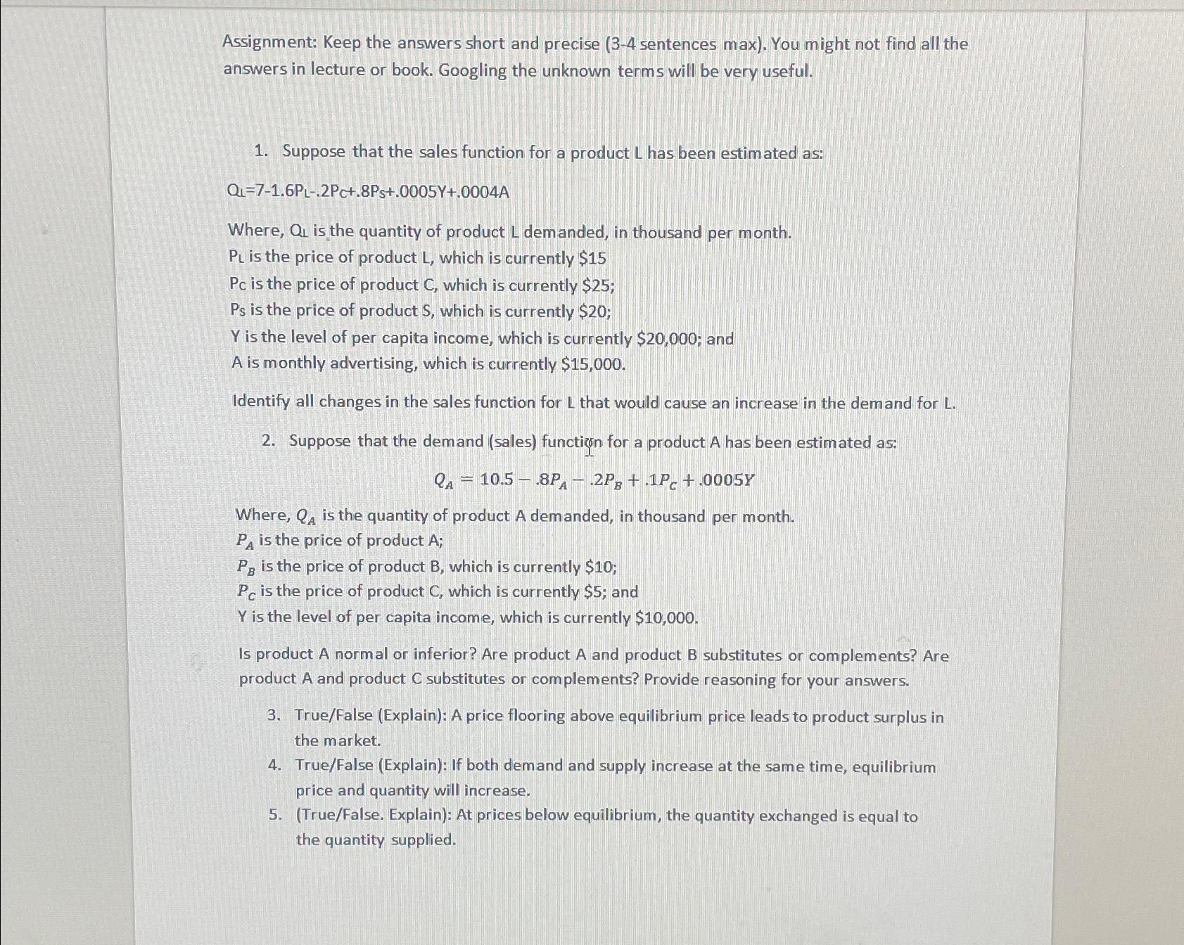 Solved Assignment: Keep the answers short and precise (3-4 | Chegg.com