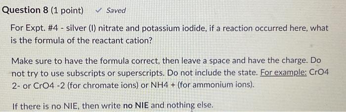 Solved For Expt. \#4 - silver (I) nitrate and potassium | Chegg.com