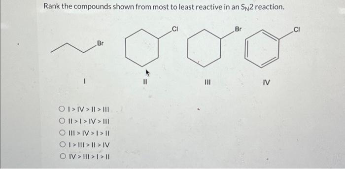 Solved Rank the compounds shown from most to least reactive | Chegg.com