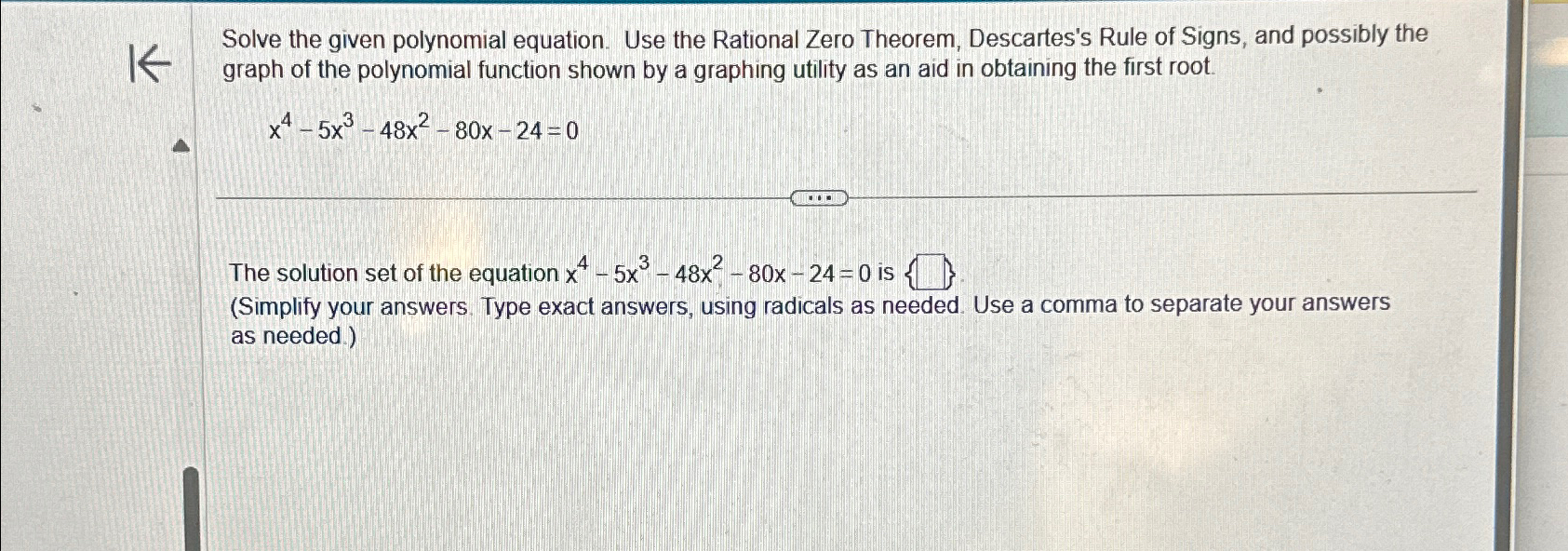 Solved Solve the given polynomial equation. Use the Rational | Chegg.com